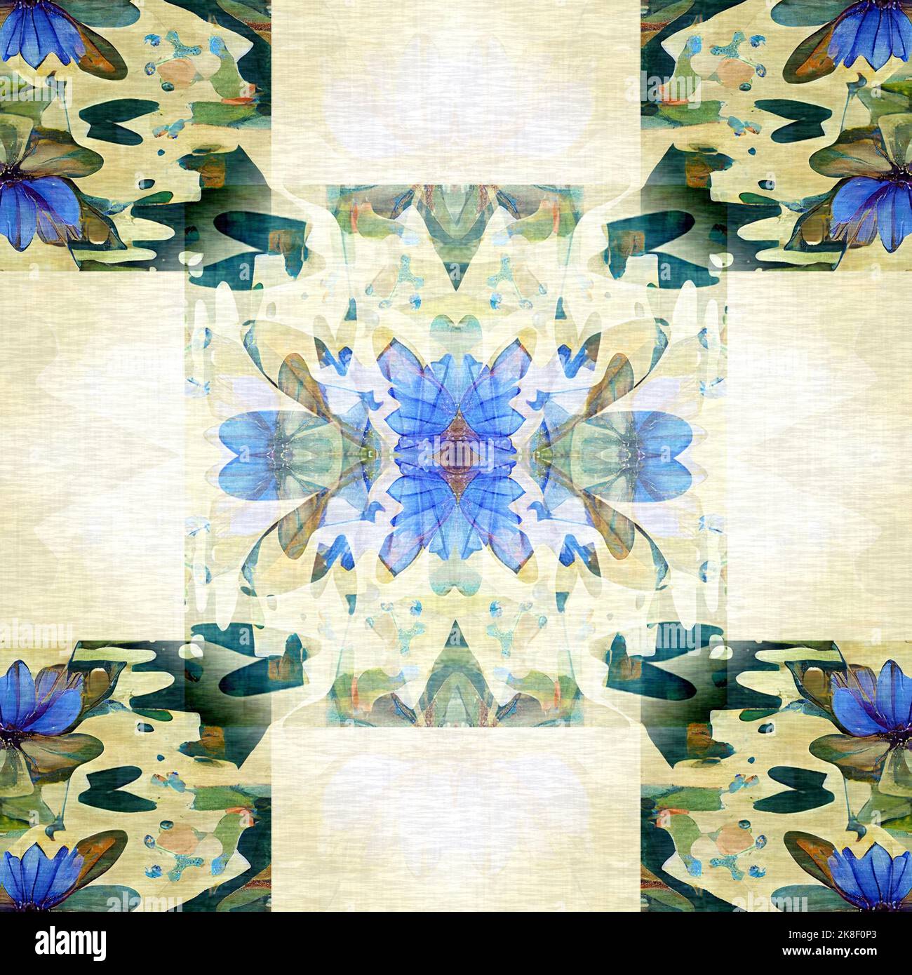 Floral patchwork quilt seamless pattern. Ornate geo swatch for exotic ...