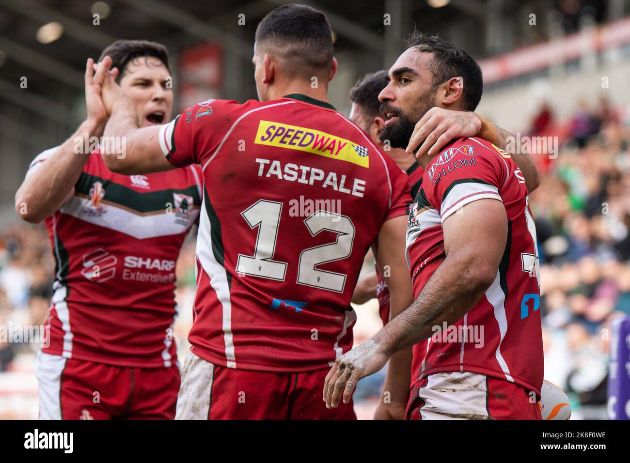 Reece Robinson of Lebanon celebrates his try during the Rugby League ...