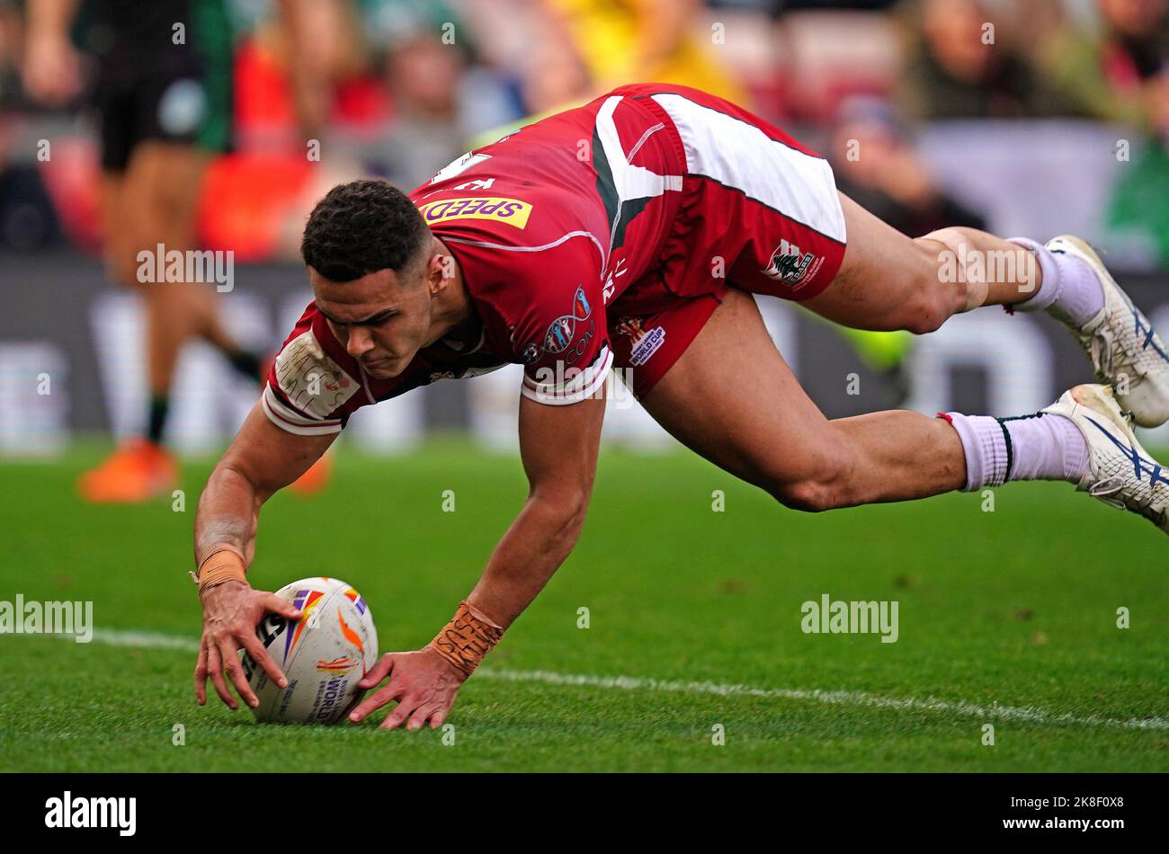 Lebanon's Jacob Kiraz sores their side's second try during the Rugby ...