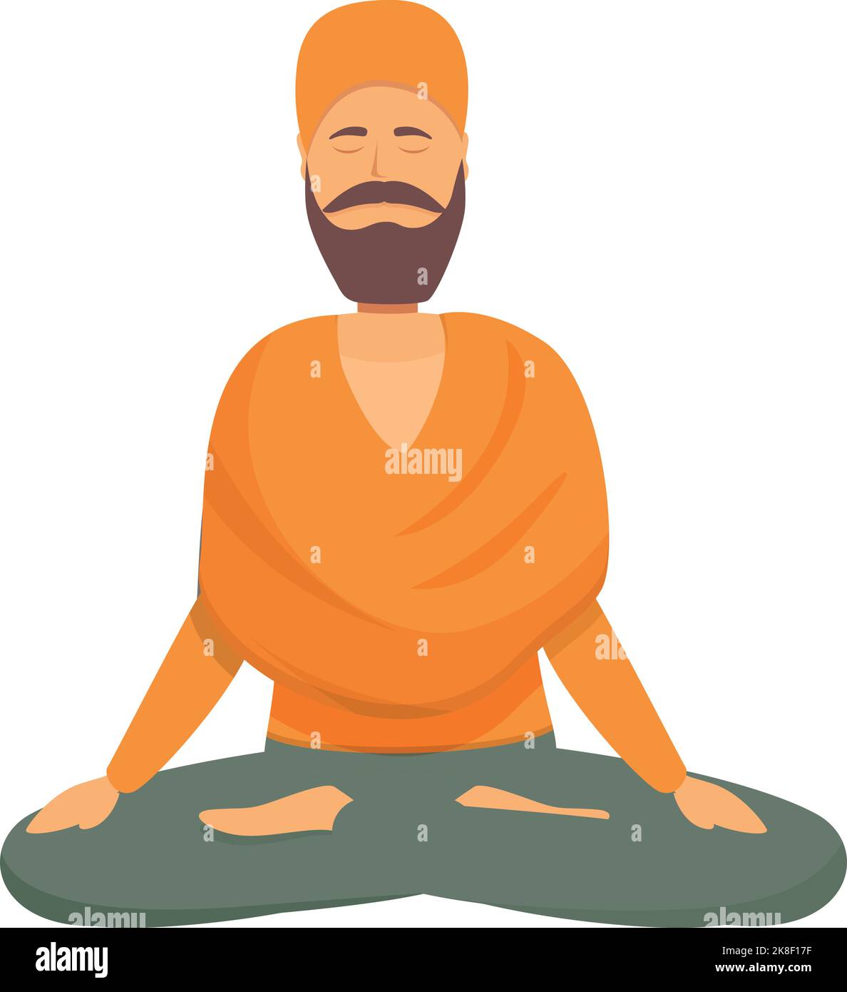 Guru concentration icon cartoon vector. Indian man. Calm people Stock ...