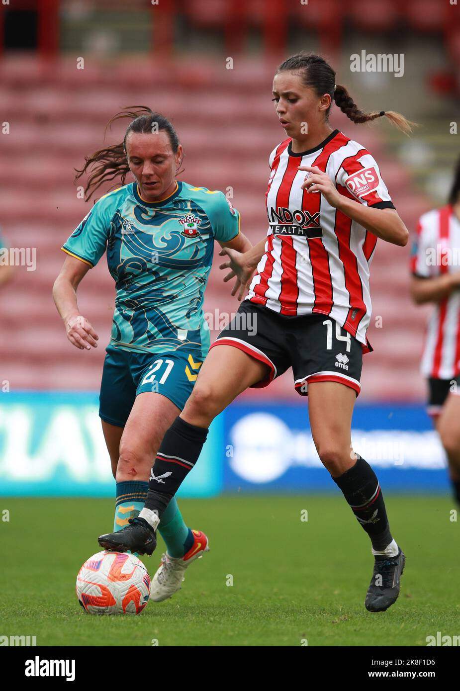 Sheffield, UK. 23rd Oct, 2022. Mia Enderby of Sheffield Utd and Leeta ...