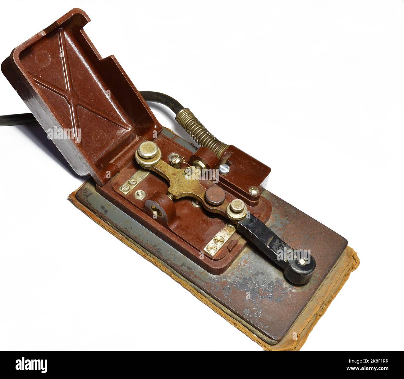 Old army telegraph device used for transmission of coded text messages ...