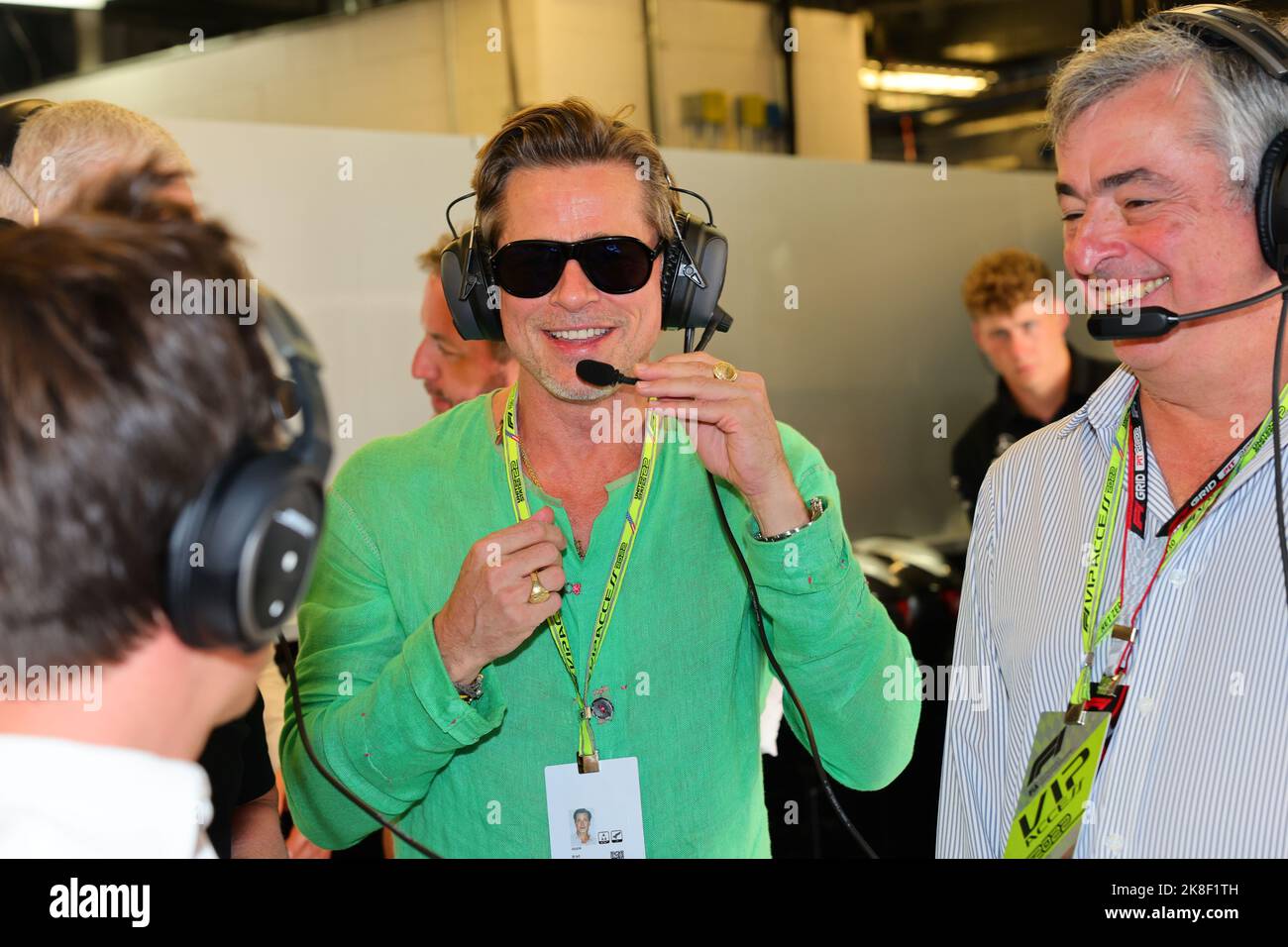 PITT Brad, actor, in the Mercedes AMG F1 Team garage during the Formula ...