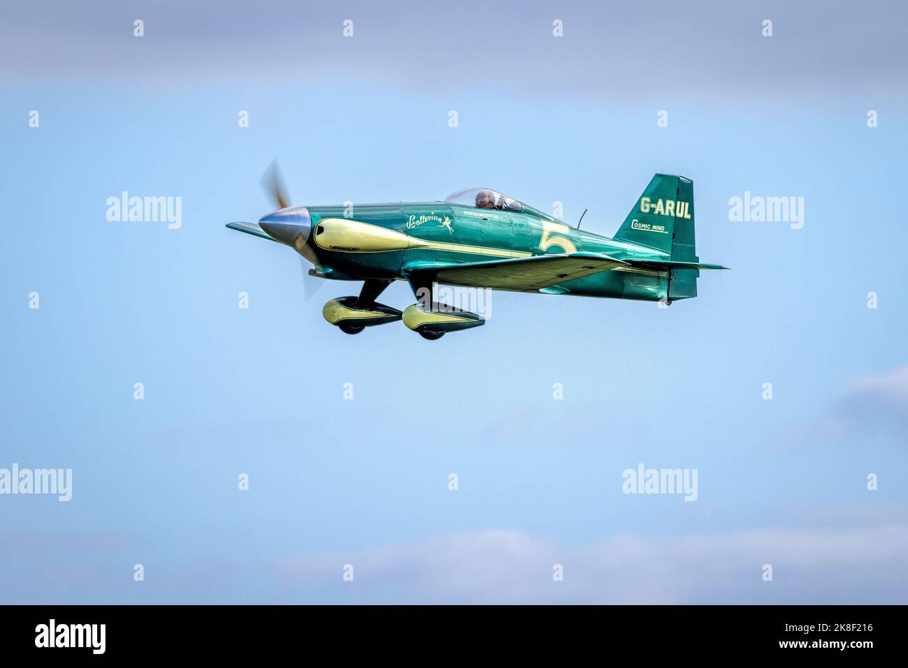 LeVier Cosmic Wind (G-ARUL) airborne at the Race Day airshow held at ...