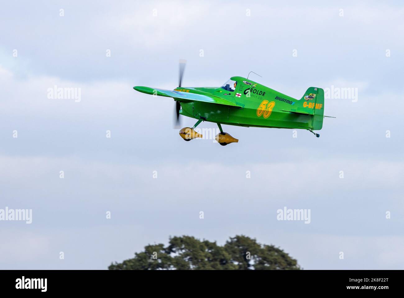 Cassutt Racer IIIM ‘G-BFMF’ airborne at the Race Day airshow held at ...
