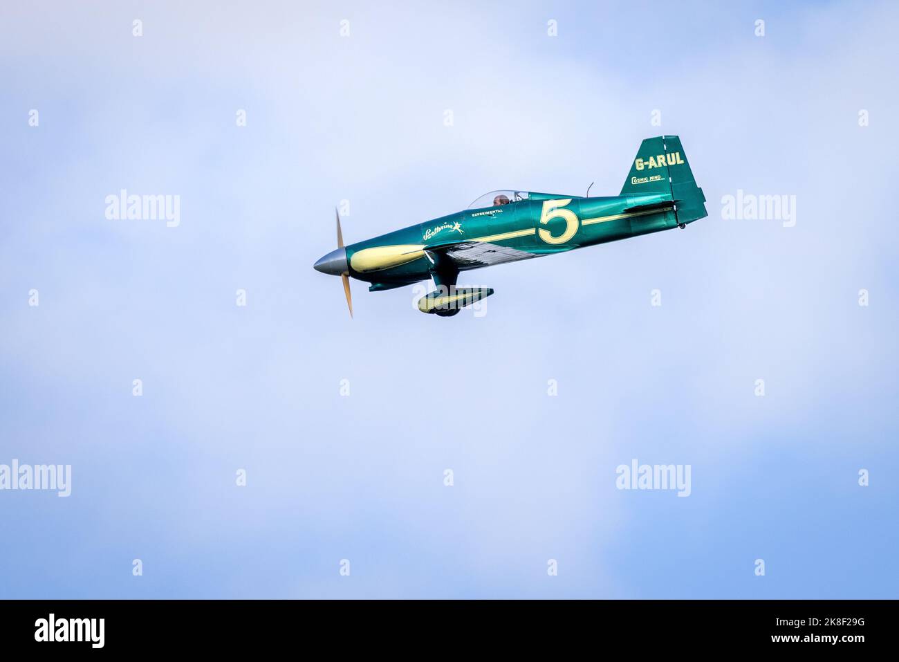 LeVier Cosmic Wind (G-ARUL) airborne at the Race Day airshow held at ...