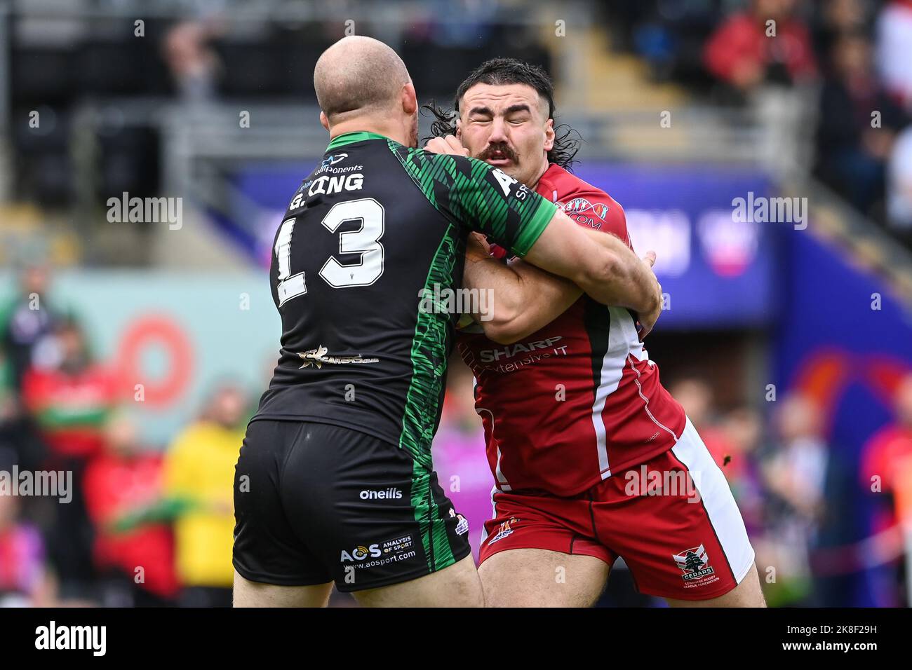 Khalil Rahme of Lebanon is tackled by George King of Ireland during the ...