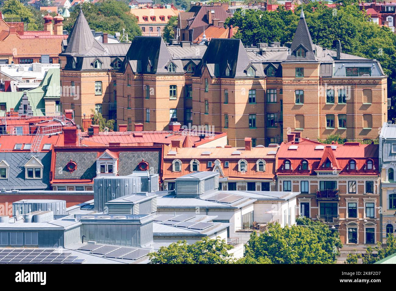Gothenburg city in Sweden. Aerial view of Haga district and old town ...