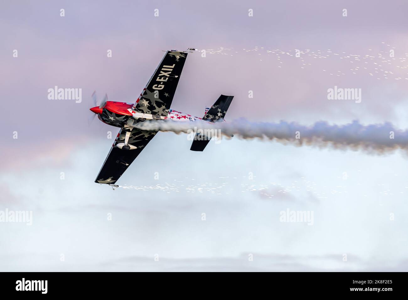 Global Stars Extra 300 ‘G-EXIL’ airborne at the Race Day airshow held ...