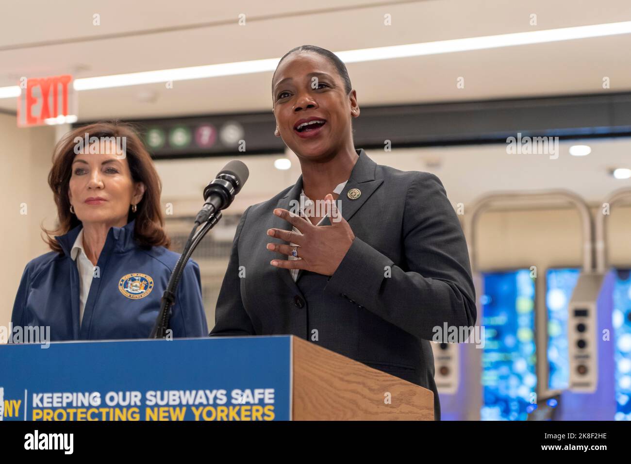 New York City Police Department Commissioner Keechant L. Sewell speaks during announcement of ...