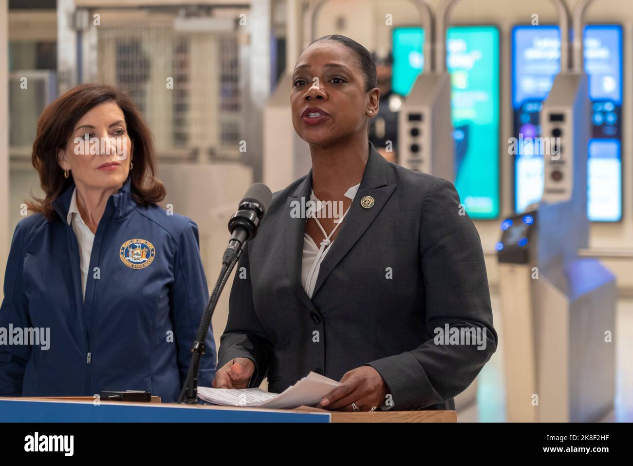 New York City Police Department Commissioner Keechant L. Sewell speaks during announcement of ...