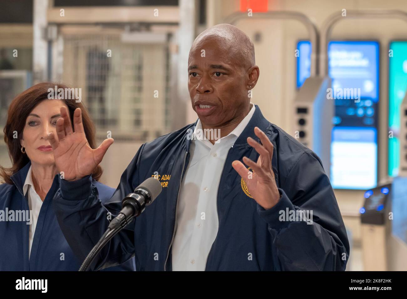 New York City Mayor Eric Adams speaks during announcement of expanded ...