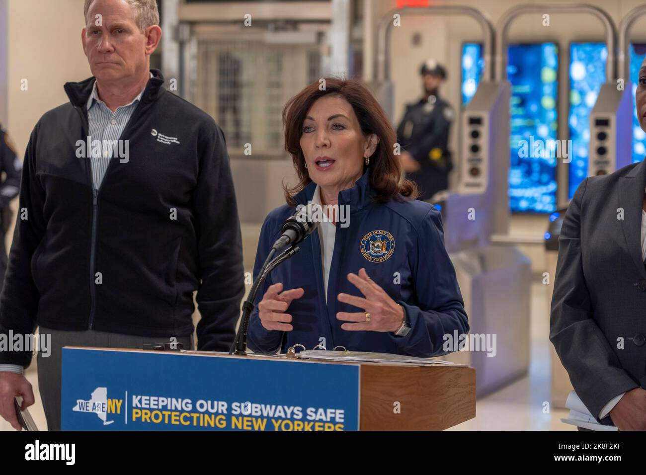New York State Governor Kathy Hochul speaks during announcement of ...