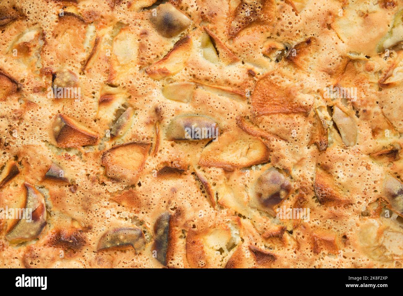 Background of homemade apple cake. Baked apple cake, top view. Pie ...