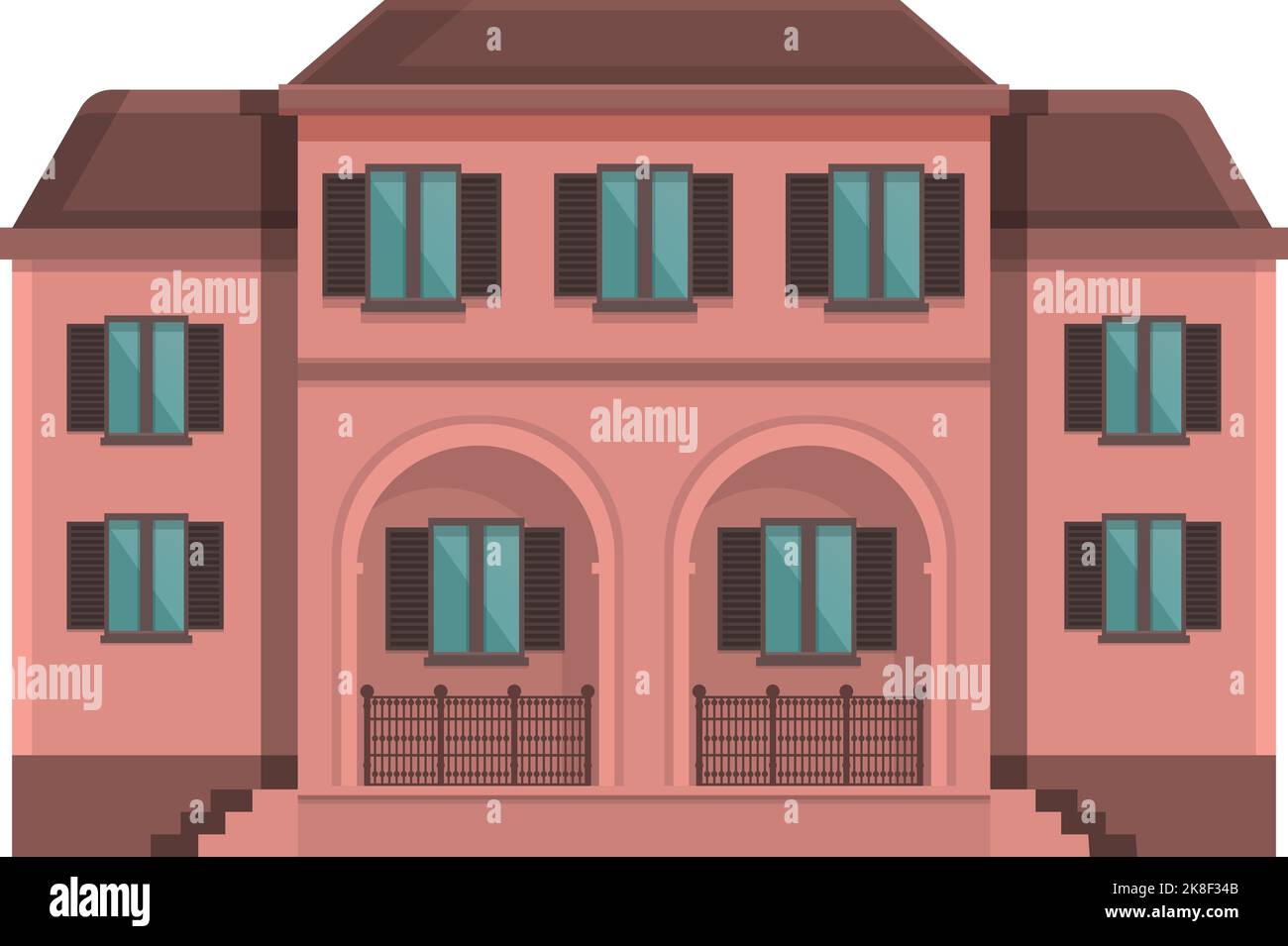 Brick villa icon cartoon vector. Home building. Residential cottage ...