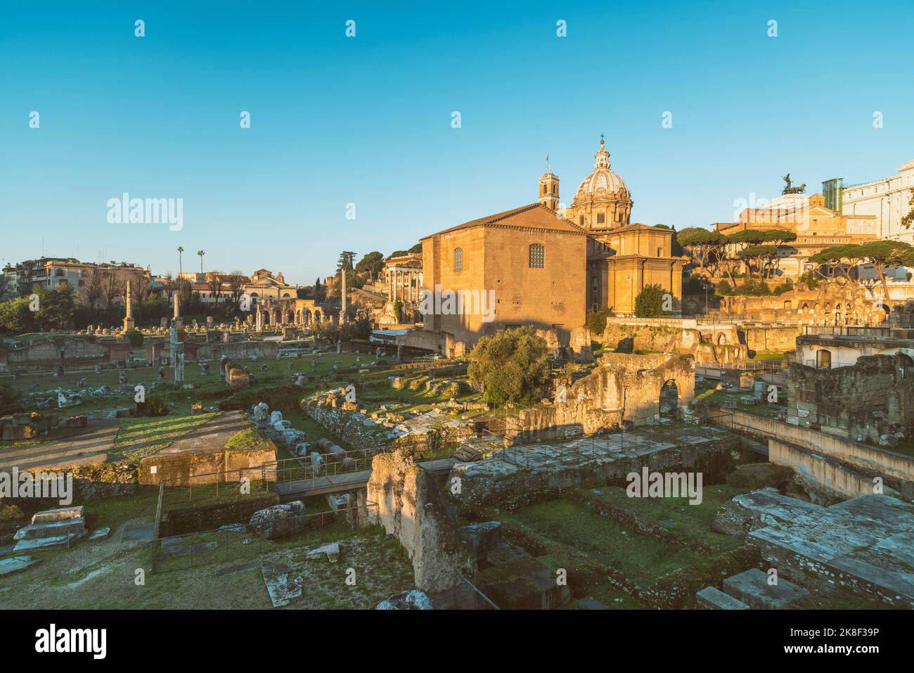 Roman Forum with Santi Luca e Martina, Roman temples in background ...