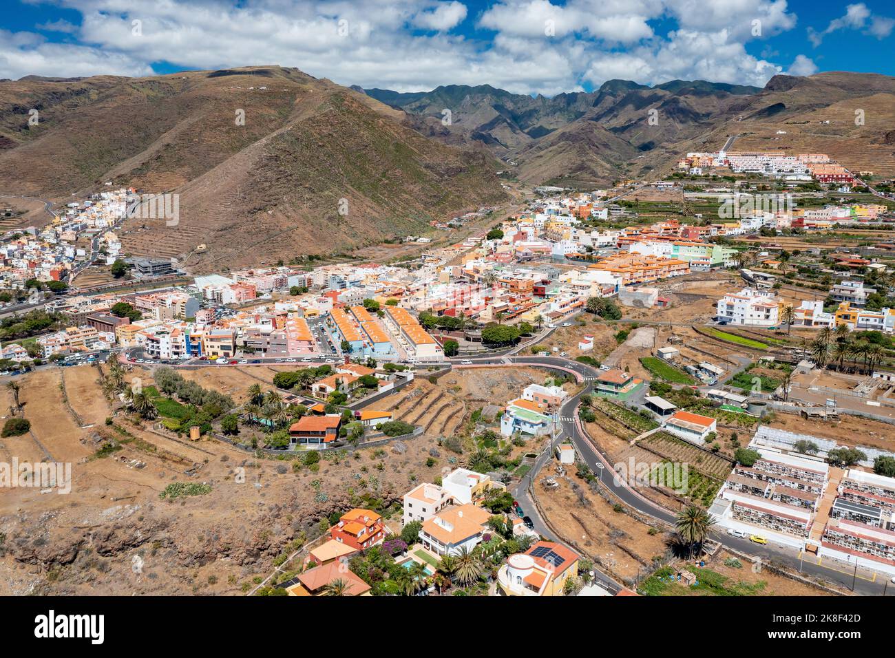 La Gomera. Aerial photo of the San Sebastian marina and town, La Gomera ...