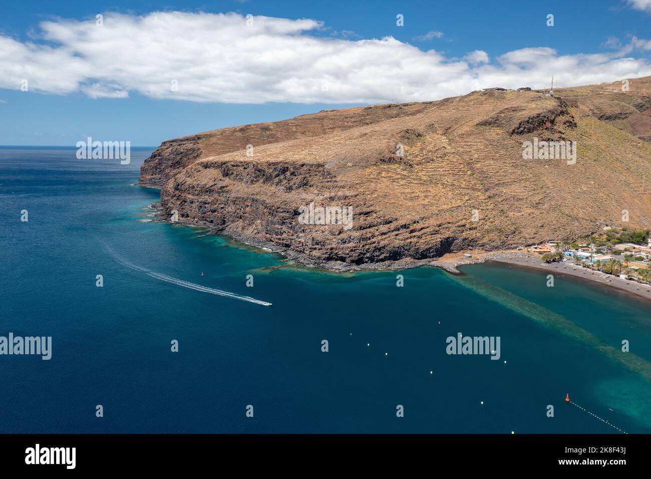 La Gomera. Aerial photo of the San Sebastian marina and town, La Gomera ...