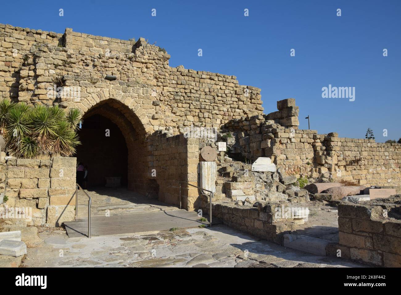 Remains of the fortified medieval city - Caesarea National Park, Israel ...