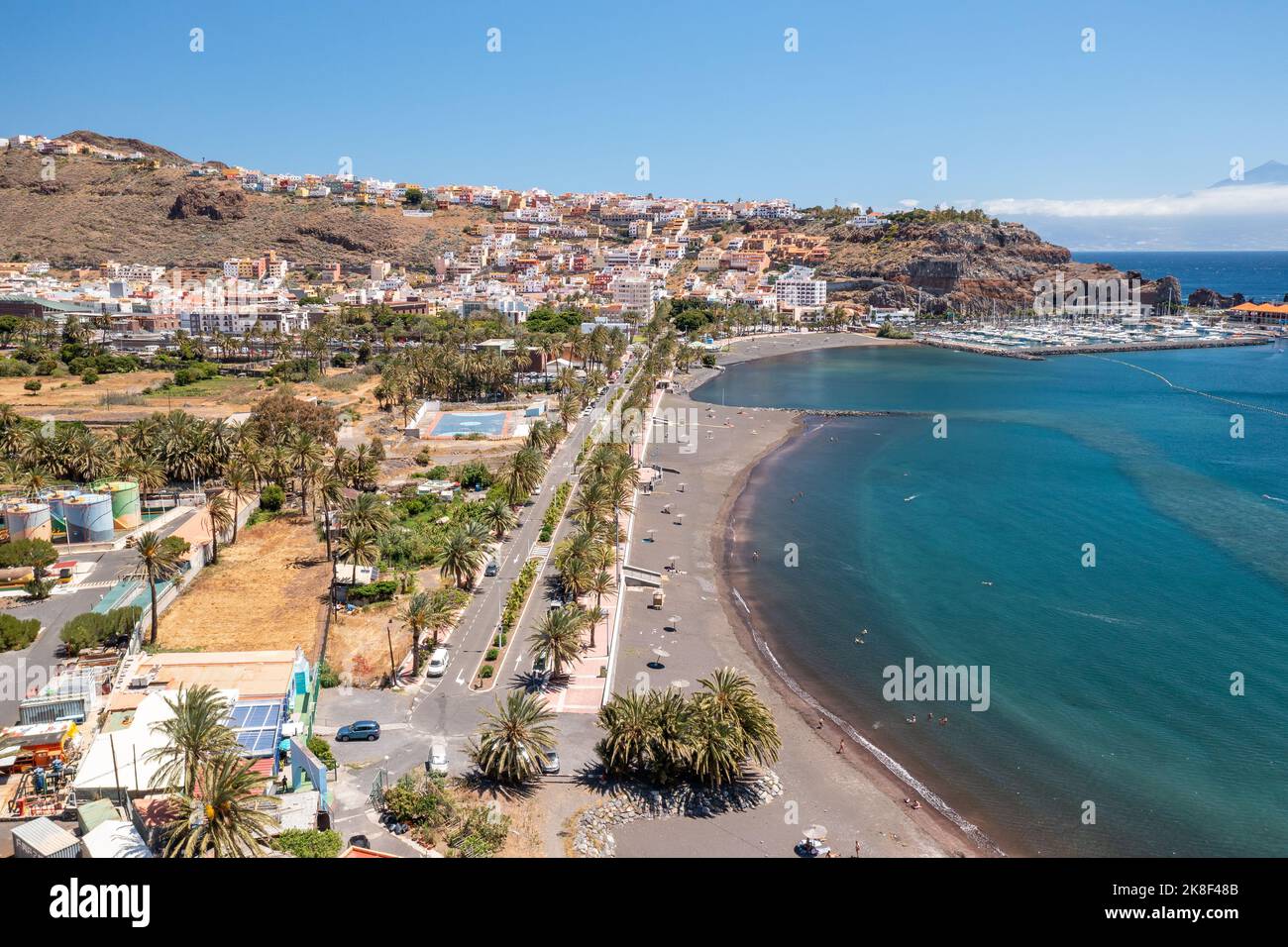 La Gomera. Aerial photo of the San Sebastian marina and town, La Gomera ...