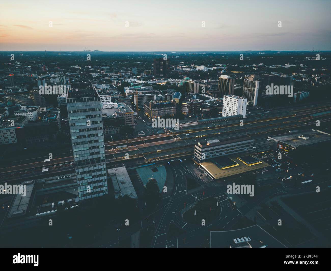 Modern buildings in Essen at dusk Stock Photo - Alamy