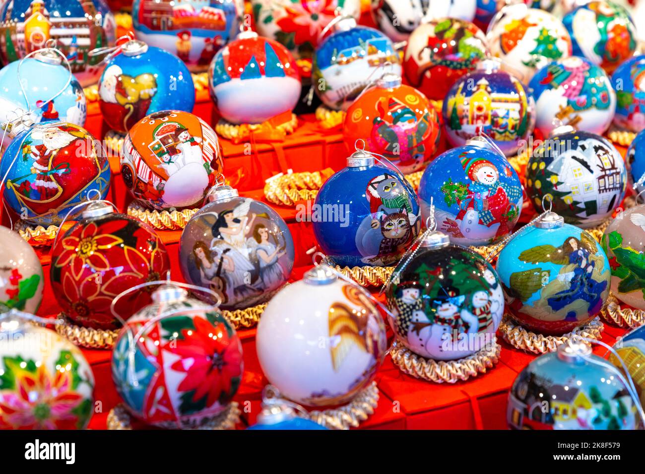 Christmas decorations on the market in Dortmund, Germany Stock Photo ...