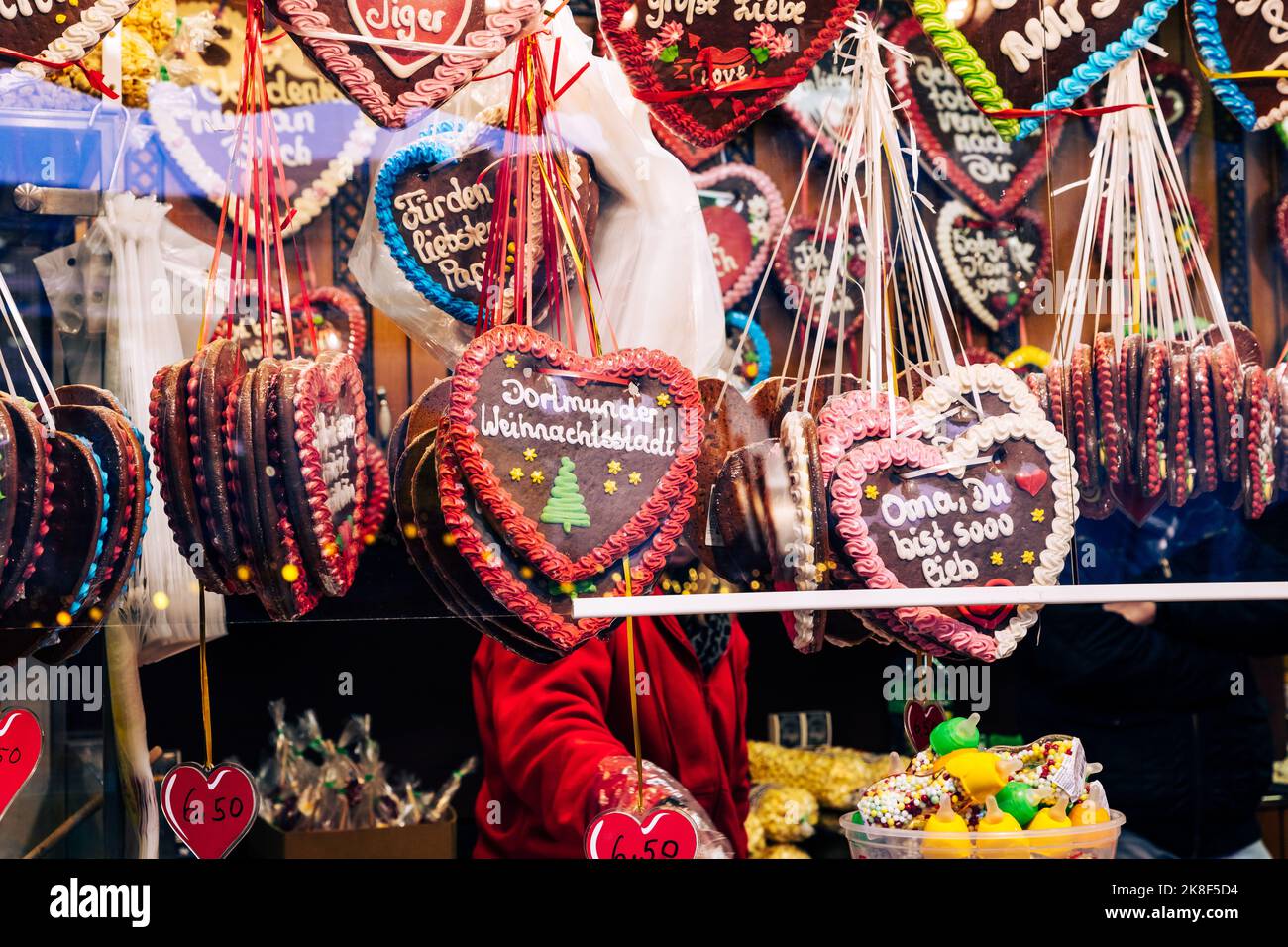 Christmas decorations on the market in Dortmund, Germany Stock Photo ...