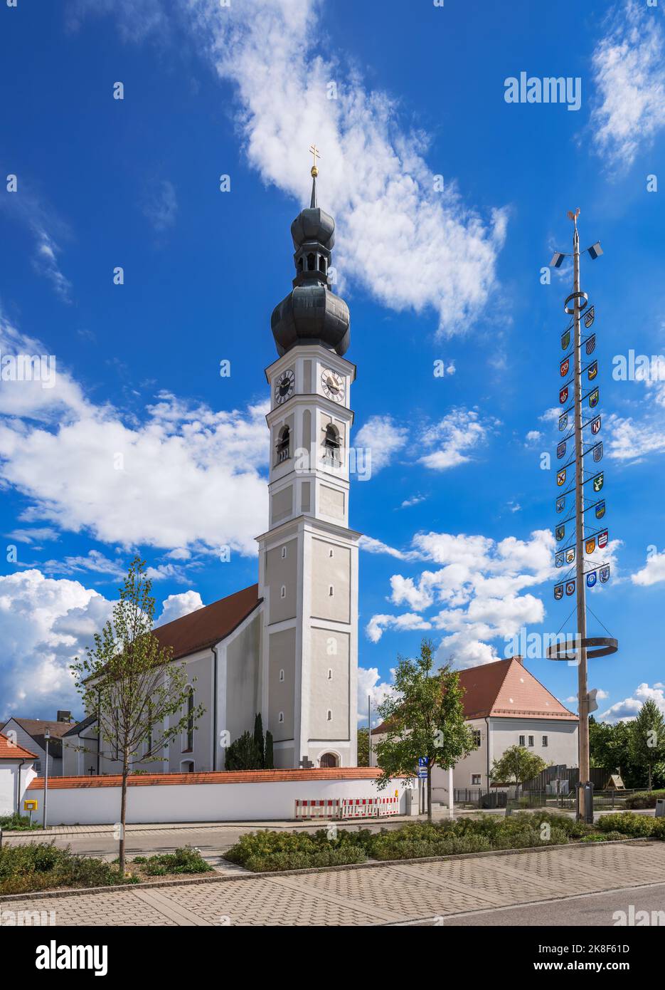 The church of Eisendorf village in an area called Hallertau (Bavaria ...