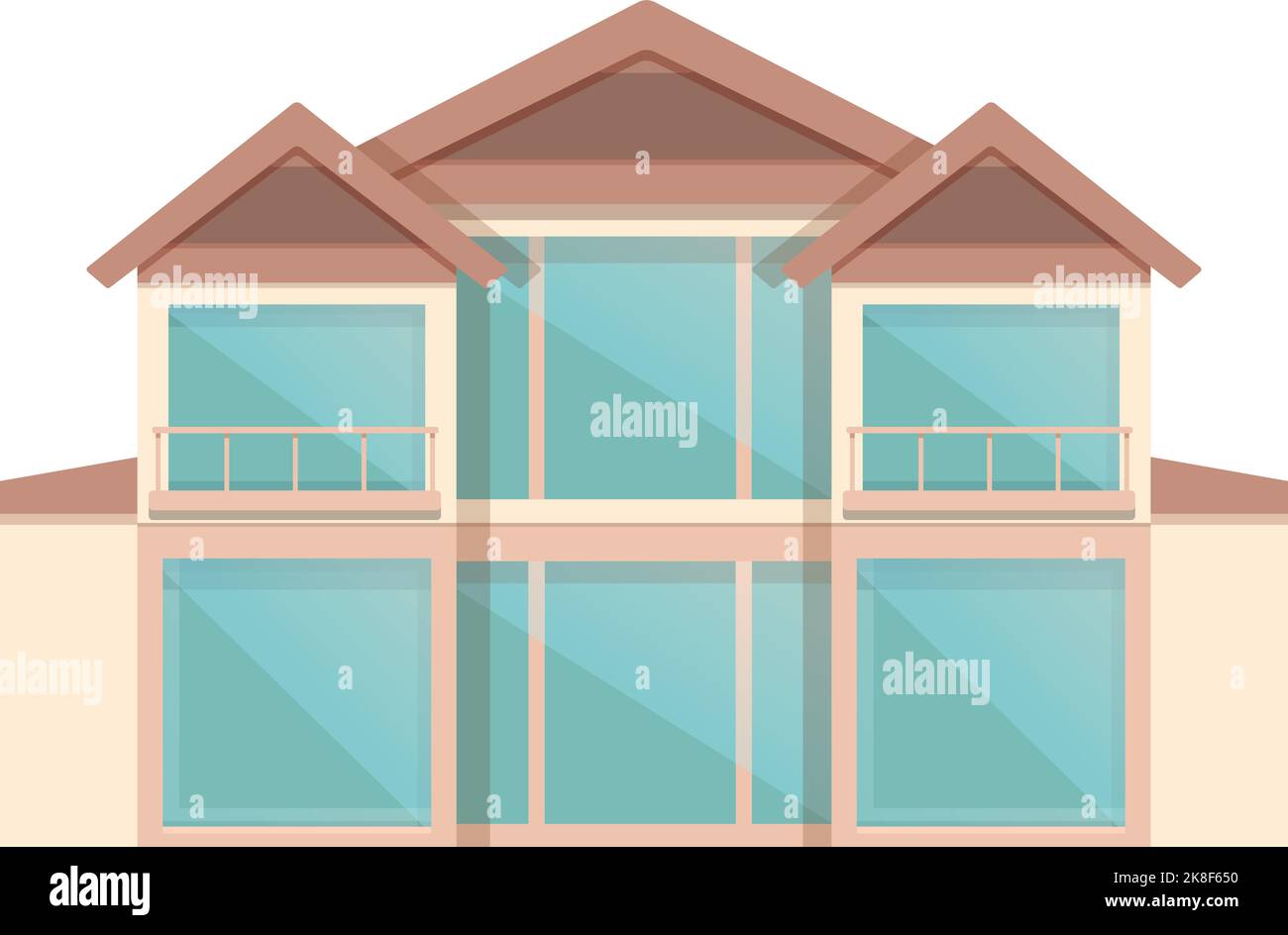 Front glass villa icon cartoon vector. Home building. Cottage window ...