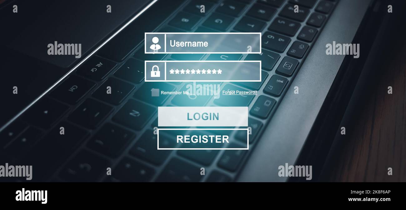 Vr Interface On Laptop Of Secure Access To Users Personal Information Sign In Or Register With