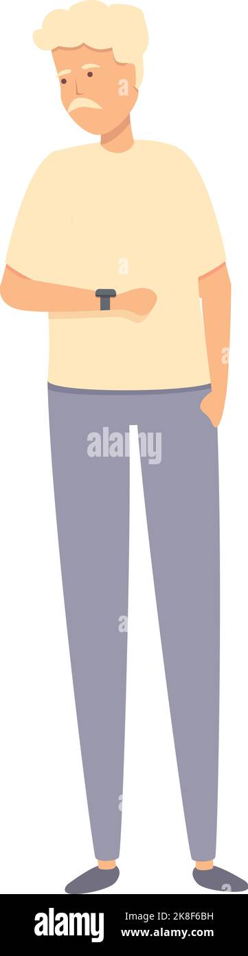 Grandpa use smartwatch icon cartoon vector. Old person. Senior mobile ...