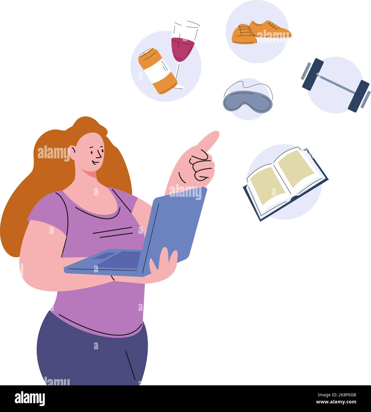 Woman buy things online. Happy girl shopping in internet. Cartoon flat ...