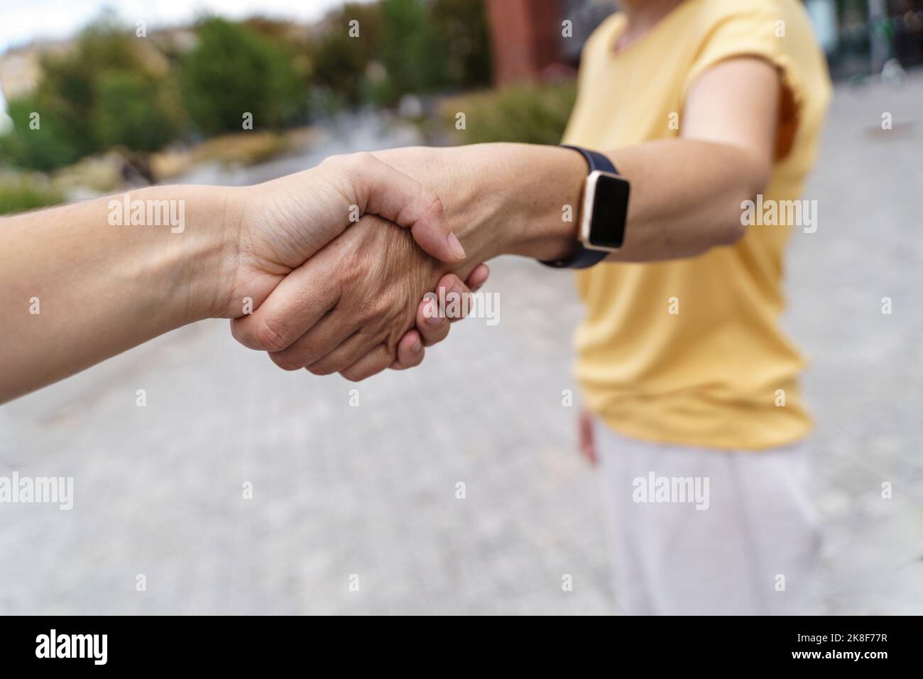 Caucasian woman shaking hands hi-res stock photography and images - Alamy