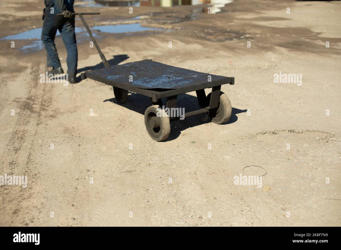 Truck for cargo. Transporter of goods. Warehouse tools. Wheelbarrow for ...