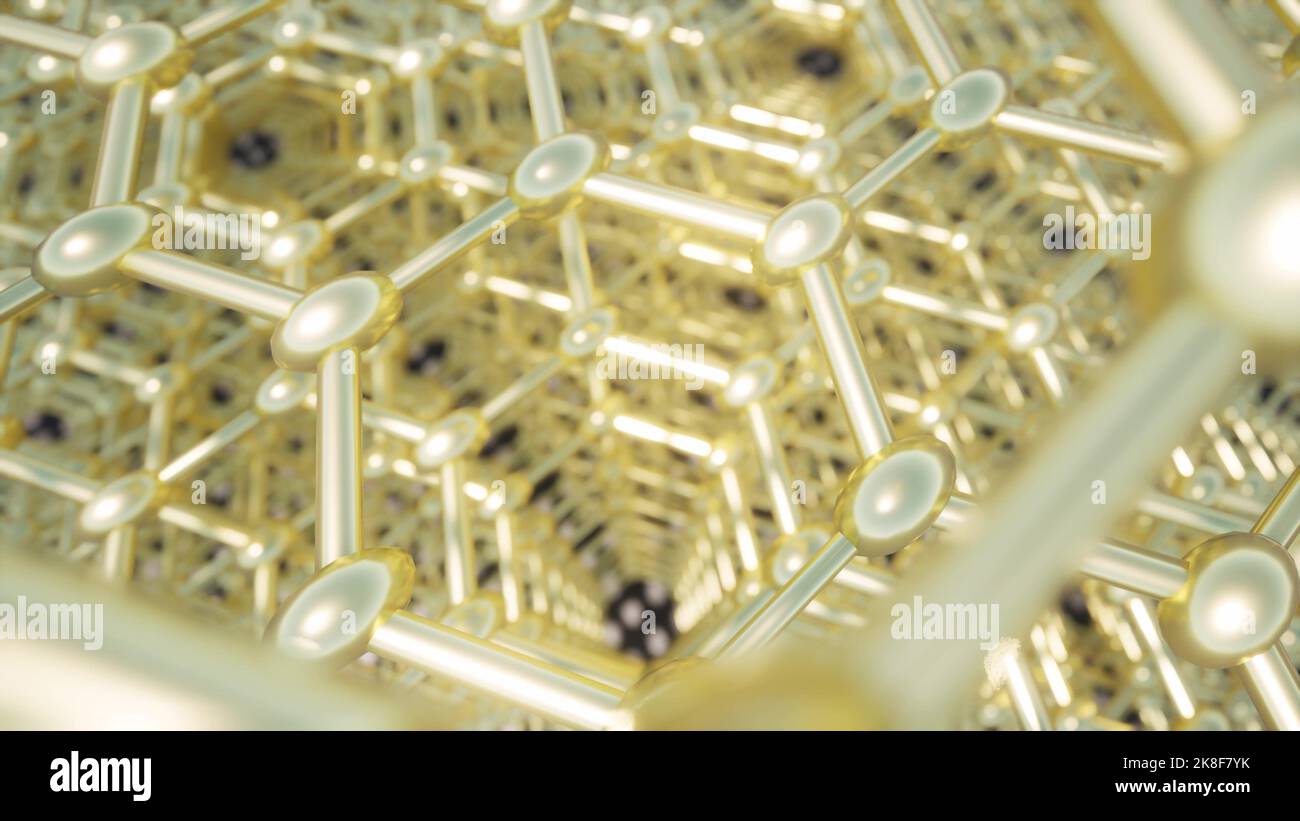 Gold grid Design abstract Graphene structure science 3d render Stock ...