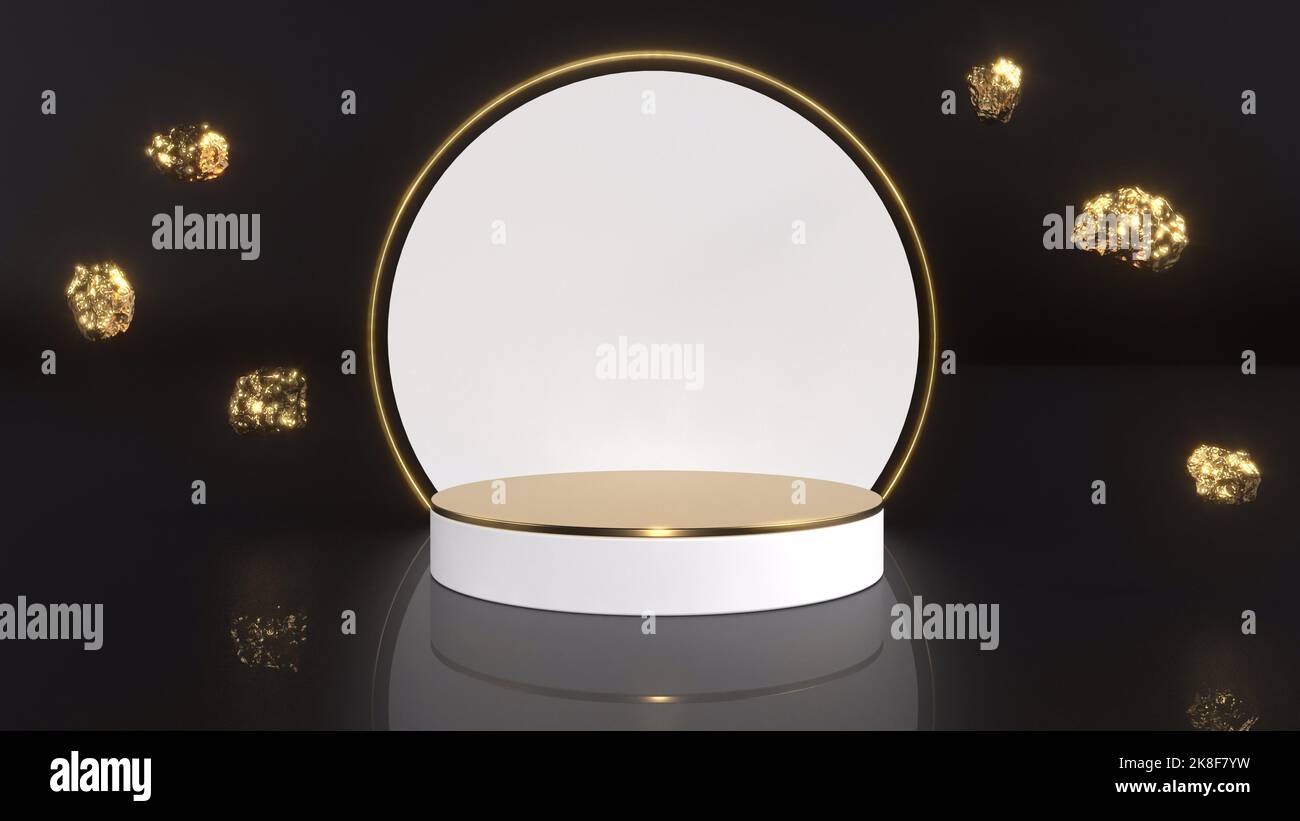 Mockup stage Empty black scene 3d render Stock Photo - Alamy