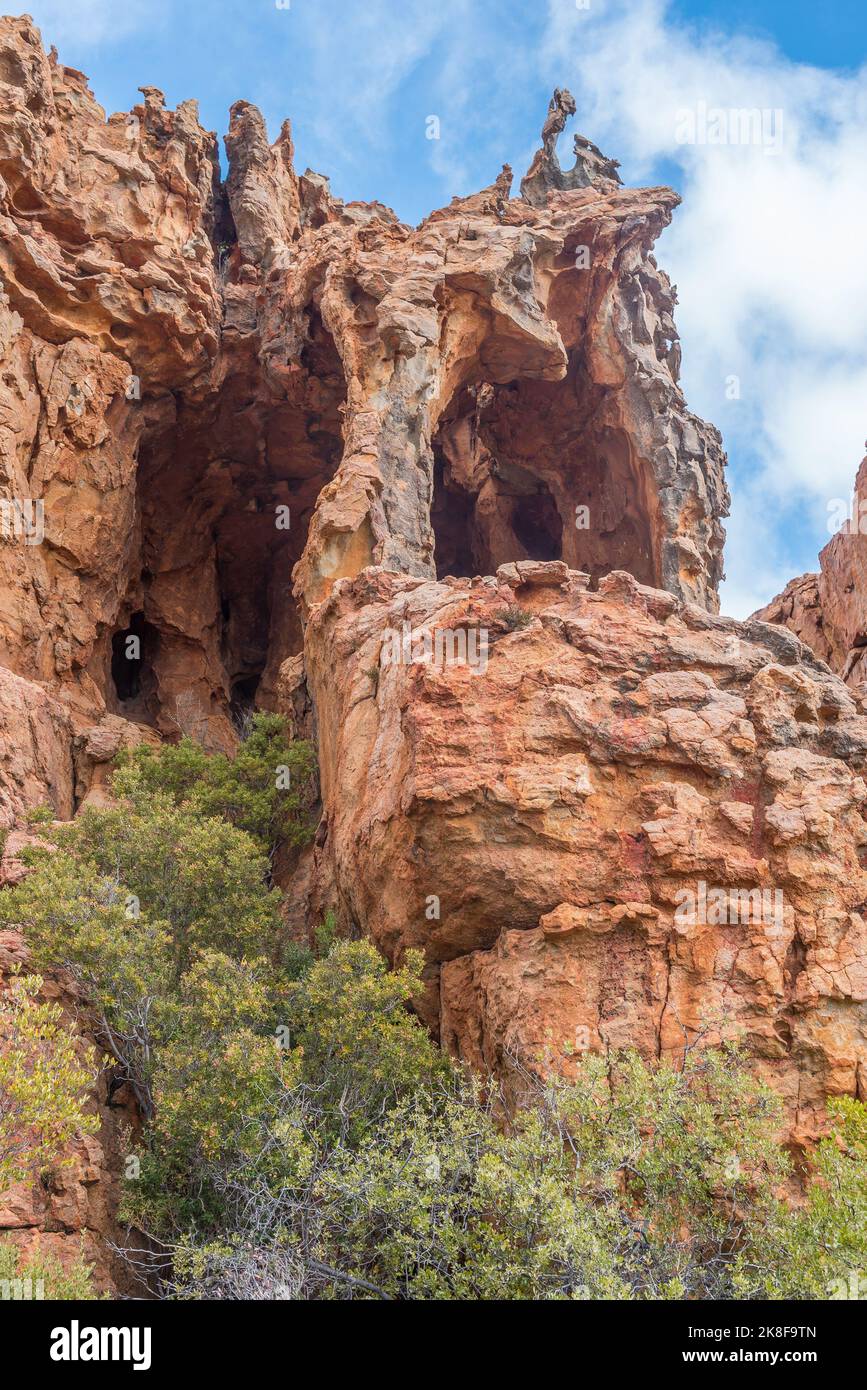 A cave and a rock arch at the Stadsaal Caves in the Western Cape ...