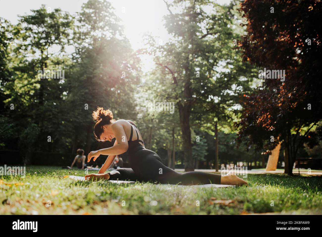 Half pigeon pose hi-res stock photography and images - Alamy
