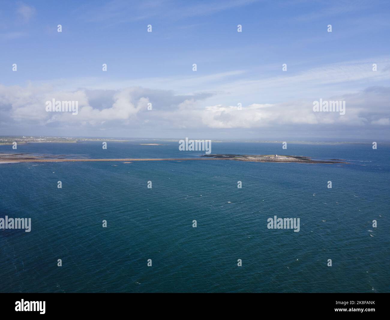Ireland, Galway City: high view of the Mutton Island, a small island ...