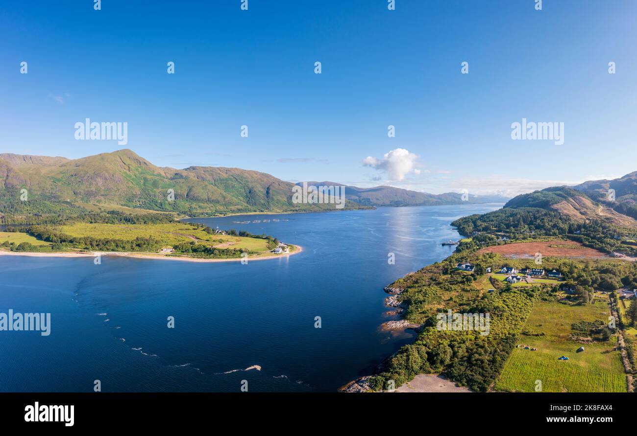 Aerial view of Loch Linnhe valley and Cooran Ferry, Scotland Stock ...