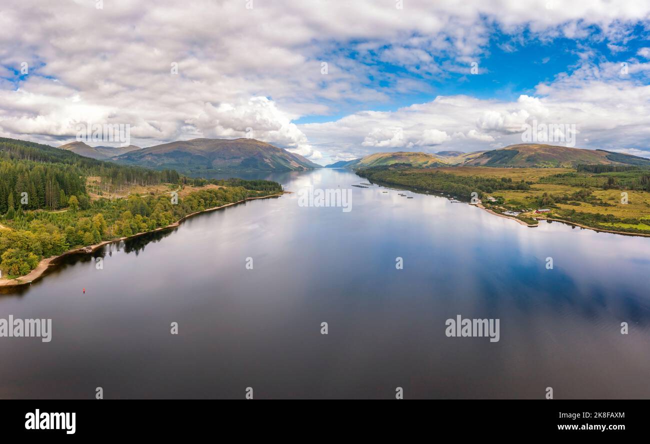 Aerial view of Gairlochy under cloudy sky, Scotland Stock Photo - Alamy