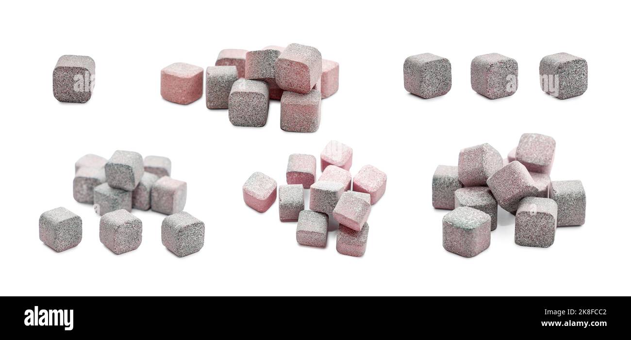 Set of soluble tablets on white background Stock Photo - Alamy