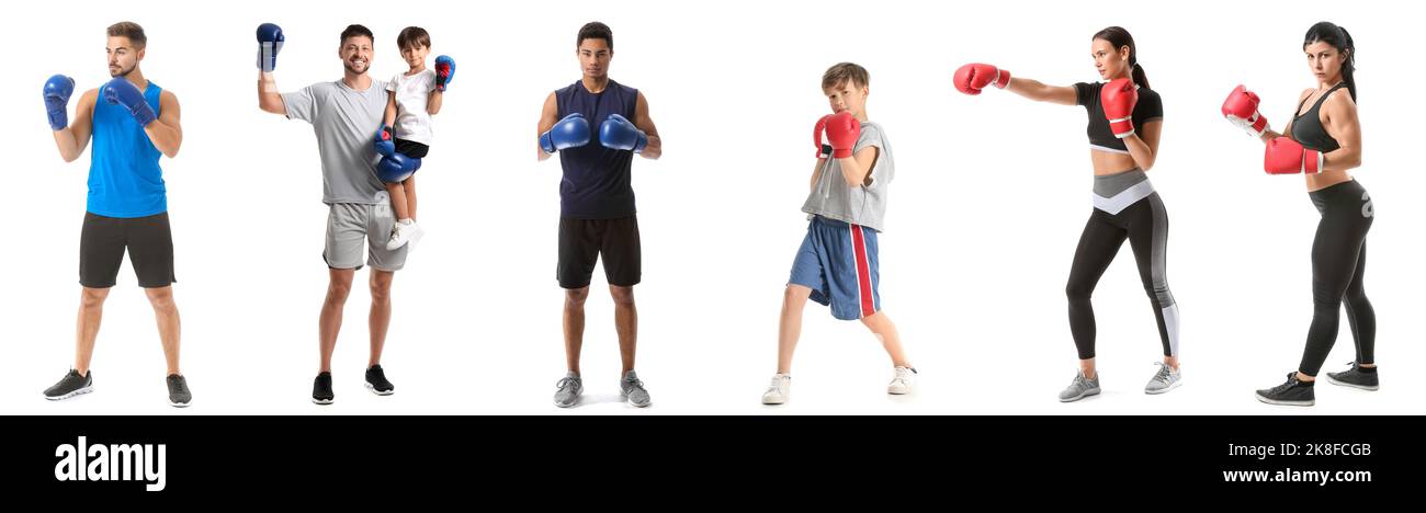 Set of different boxers isolated on white Stock Photo - Alamy