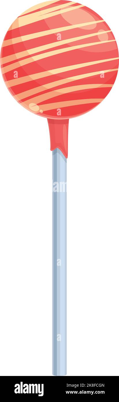 Red fruit cake pop icon cartoon vector. Candy sweet. Cute love Stock ...