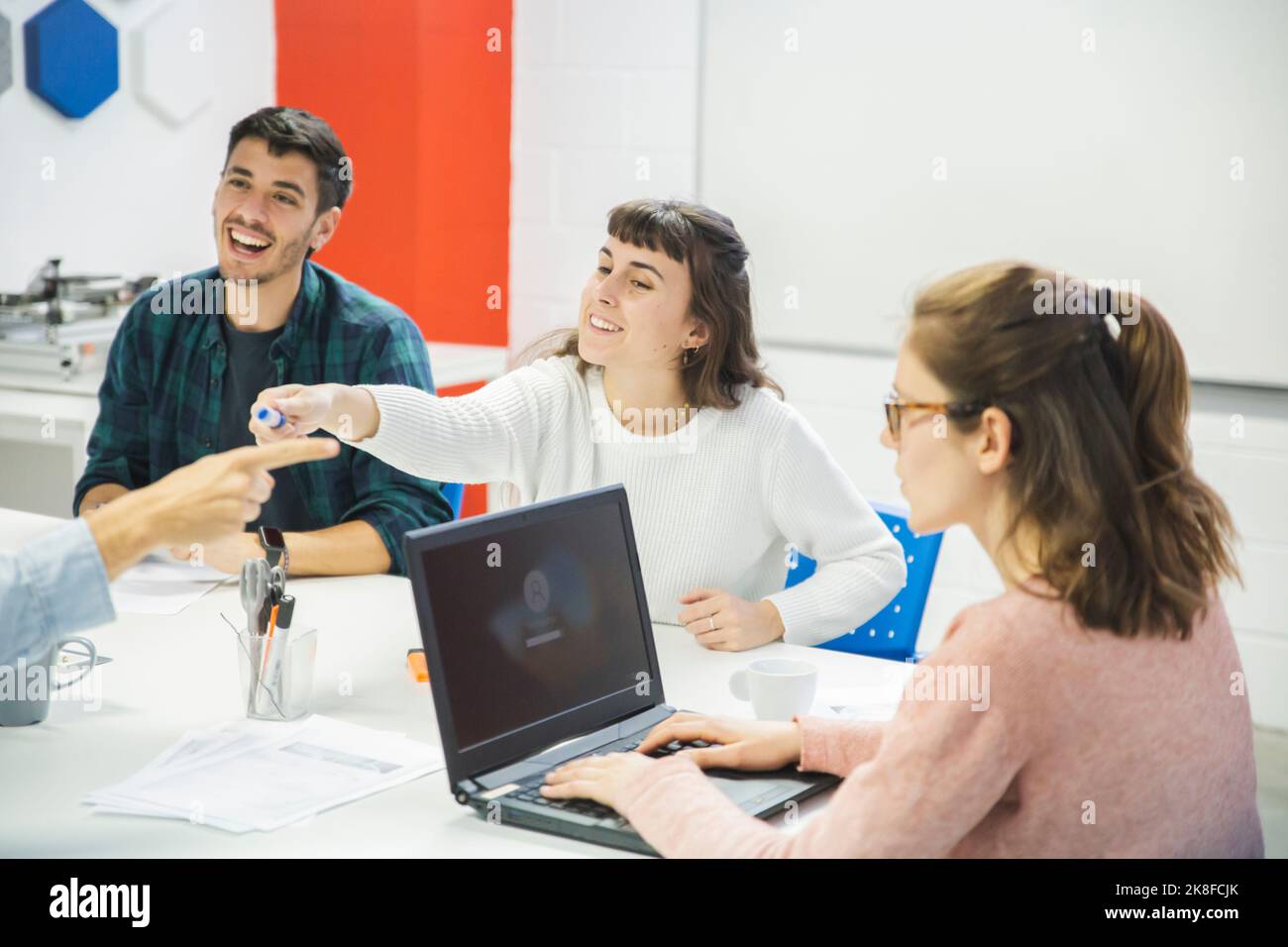 Happy work female colleagues hi-res stock photography and images - Alamy