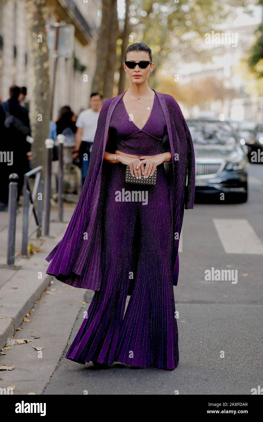 Street style, Rym Saidi arriving at Elie Saab Spring Summer 2023 show ...