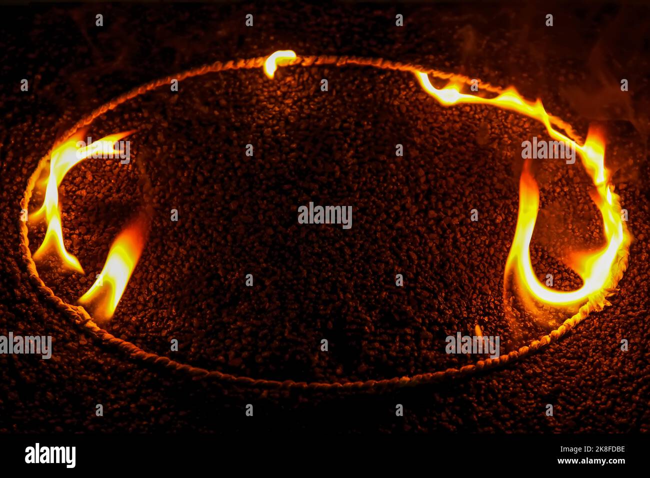 Frame made of burning rope on black background Stock Photo - Alamy