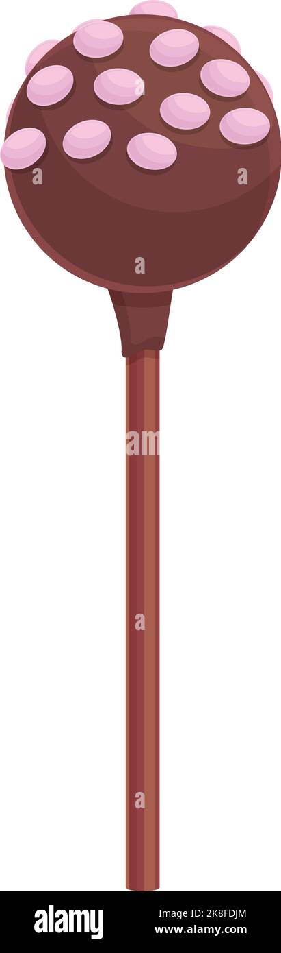 Pink choco cake pop icon cartoon vector. Candy chocolate. Sweet stick ...