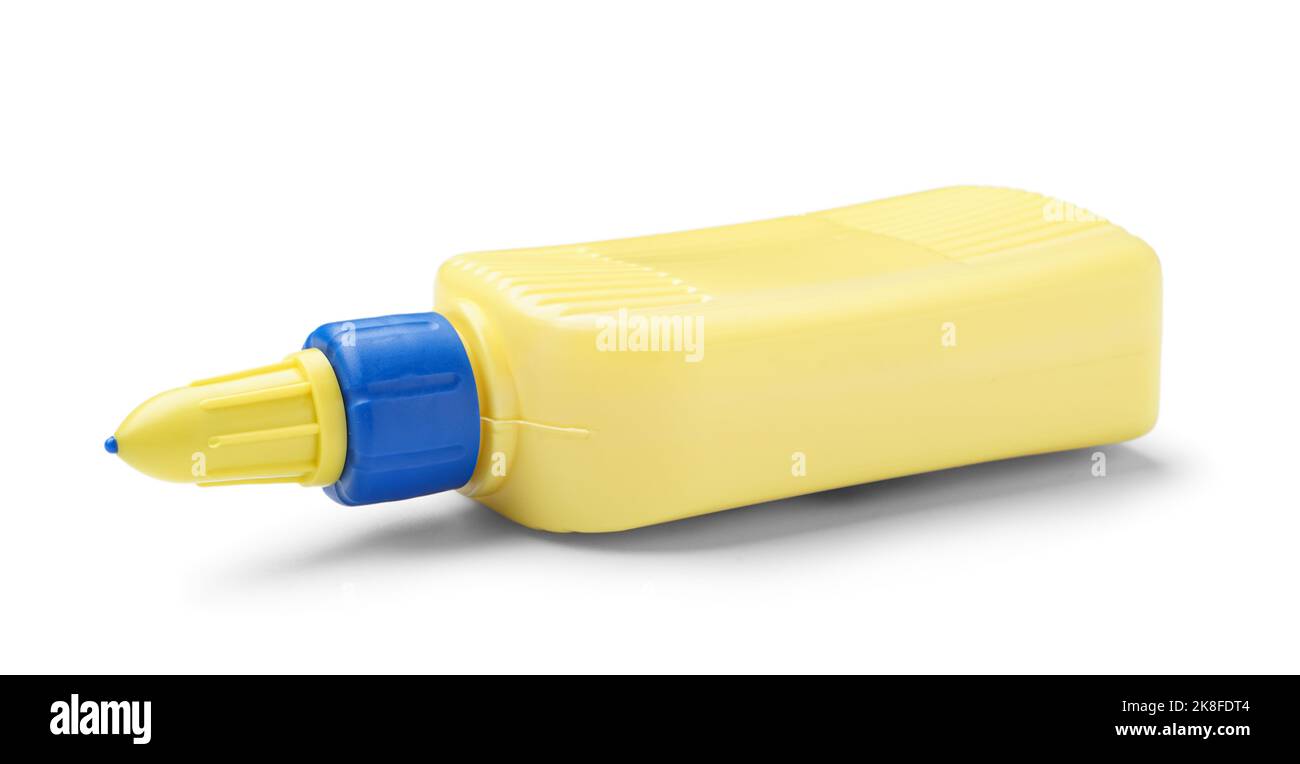 Yellow bottle of glue isolated on white background Stock Photo - Alamy