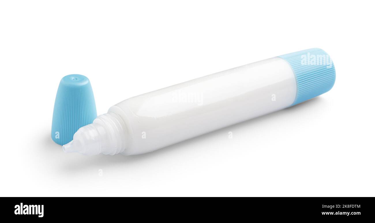 Tube of glue on white background Stock Photo - Alamy